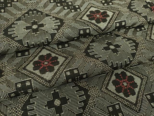 平和屋着物●本場大島紬　龍郷絣　花菱文　正絹　逸品　DAAS3883ps