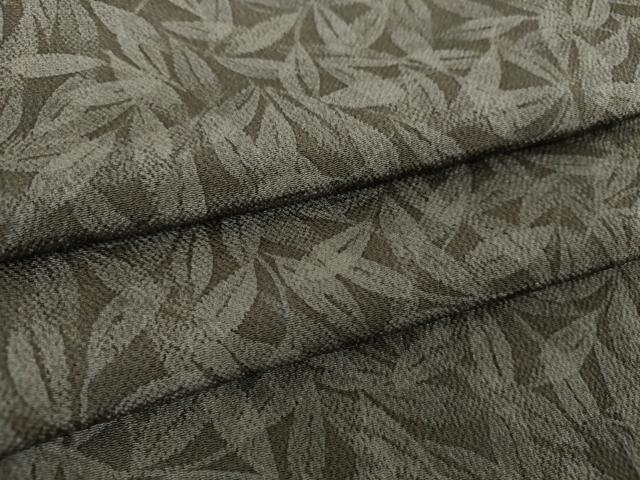 平和屋着物●上質な小紋　草葉文　鬼しぼ縮緬　正絹　逸品　DAAS3918ps