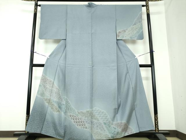 平和屋着物●本場染大島紬　訪問着　型染　名物裂　花兎　暈し染め　正絹　逸品　DAAS3931ps