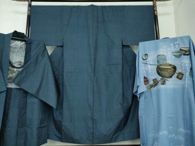 平和屋着物●男性　本場大島紬　アンサンブル・長襦袢(無双仕立て)セット　長羽織　100亀甲　総詰め　正絹　逸品　DAAS3933ps