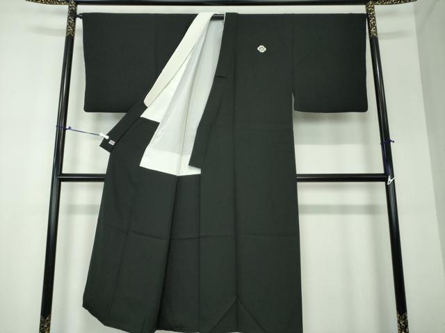 平和屋着物○男性 黒紋付 長羽織・長襦袢(袷)・馬乗袴セット 高島屋