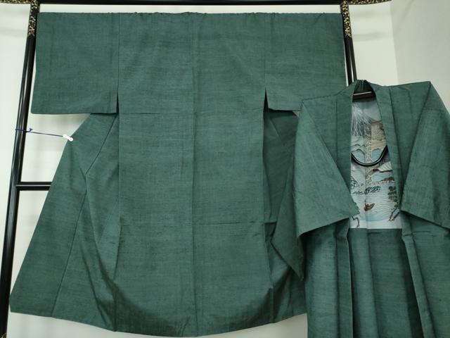 平和屋着物●男性　紬　アンサンブル　色無地　革色　正絹　逸品　DAAS3948ps