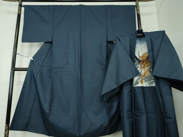 平和屋着物●男性　紬　アンサンブル　長羽織　100亀甲　総詰め　正絹　逸品　DAAS3953ps