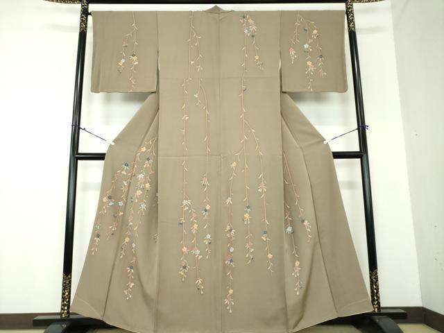 平和屋着物●訪問着　枝垂れ桜　正絹　逸品　未使用　DAAS3967ps
