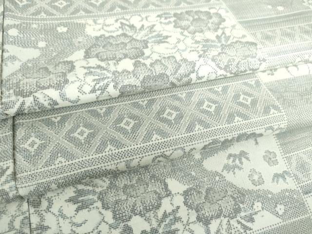 平和屋着物●本場大島紬　白大島　9マルキ　横段吉祥花文　正絹　逸品　未使用　DAAS3973ps