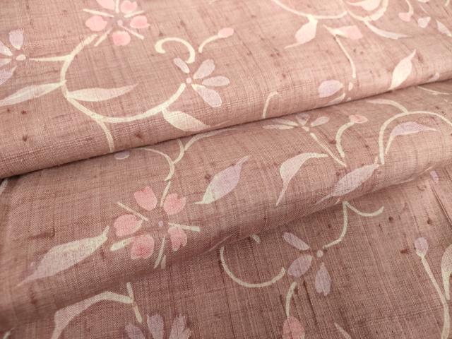 平和屋着物●生紬　ろうけつ染め　花唐草文　正絹　逸品　DAAS3984ps