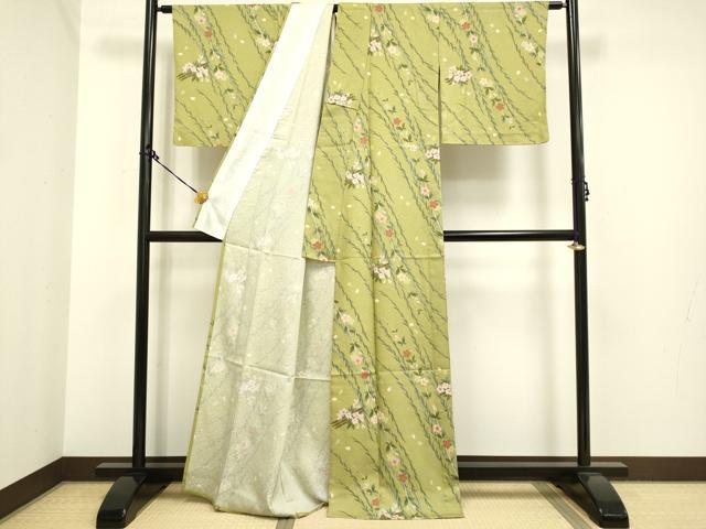 平和屋着物▽小紋 単衣 花筏文 金彩 洗える着物 DAAS4008du 小紋