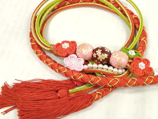 和装小物 振袖用飾り付き帯締め10本セット パール 金糸 切り房 平和