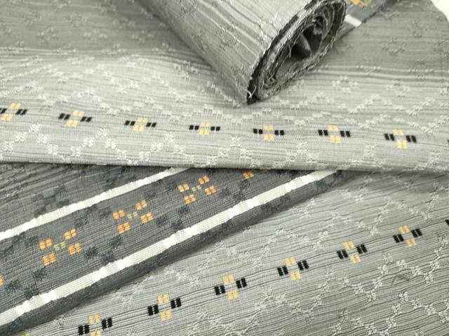 平和屋着物●袋帯　帯反物　紬地　花織　横段文　逸品　未使用　DAAS6579zzz
