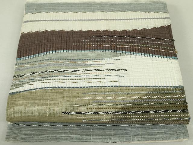 平和屋着物▽六通柄袋帯　スリーシーズン　春夏秋　横段文　正絹　逸品　DAAT0138ob