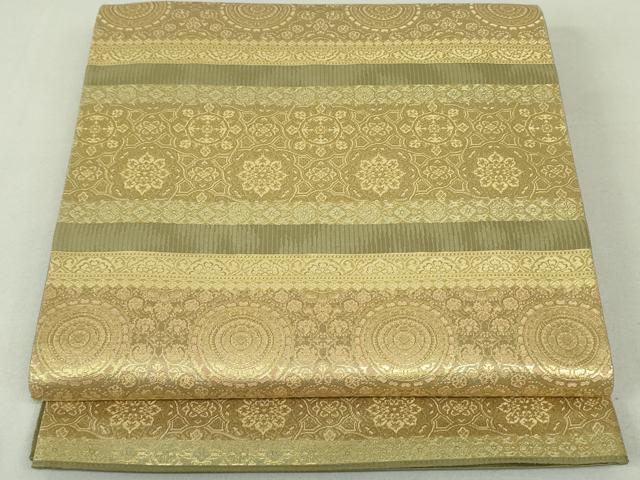 平和屋着物●西陣織　陰山織物謹製　箔屋清兵衛　六通柄袋帯　正倉院花文　金糸　正絹　逸品　DAAT0148ob
