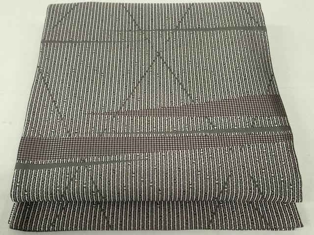 平和屋着物●六通柄袋帯　幾何学間道　正絹　逸品　DAAT0164ob