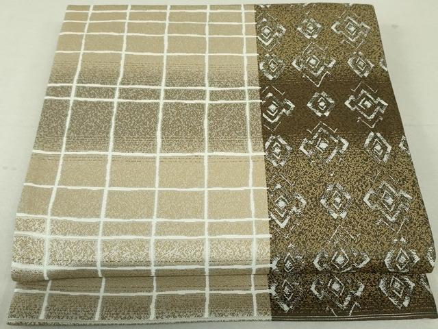 平和屋着物●六通柄袋帯　西陣紹巴織　変わり間道　正絹　逸品　DAAT0169ob