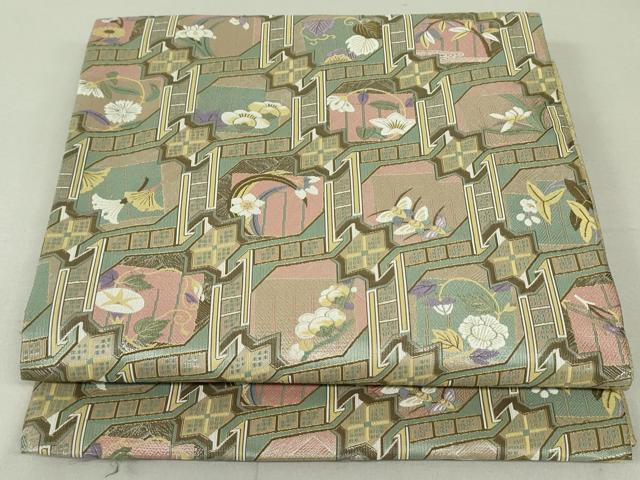 平和屋着物●六通柄袋帯　千二百織　源氏香絵図　正絹　逸品　DAAT0216ob