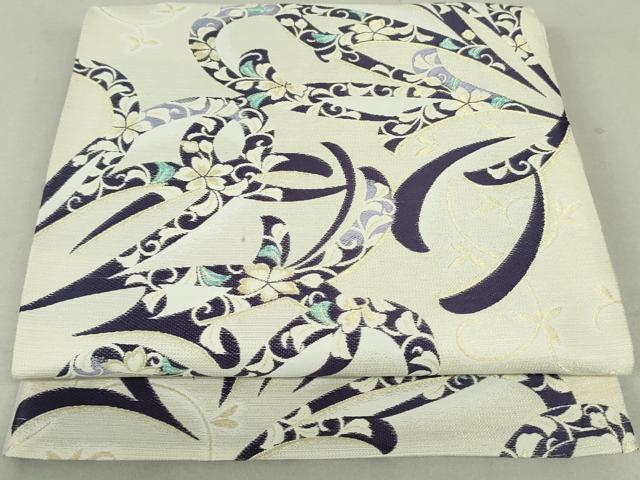 平和屋着物●六通柄袋帯　花唐草文　金糸　正絹　逸品　DAAT0223ob