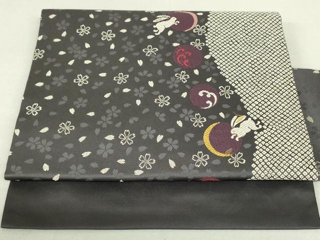 平和屋着物●九寸名古屋帯　跳び兎　舞桜　正絹　逸品　DAAT0246ob