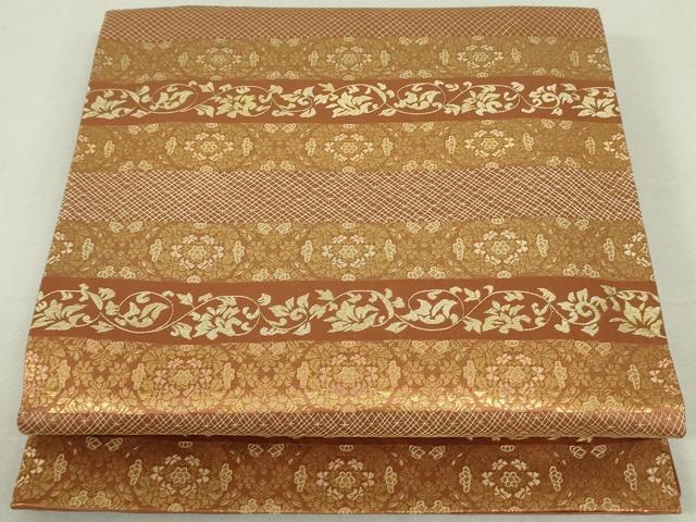 平和屋着物●西陣織　陰山織物謹製　箔屋清兵衛　六通柄袋帯　正倉院間道　金糸　正絹　逸品　DAAT0258ob