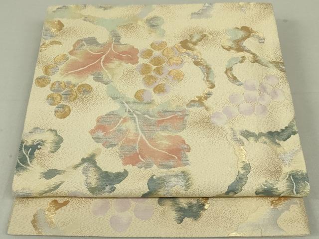 平和屋着物●六通柄袋帯　葡萄唐草文　金糸　鈴乃屋扱い　正絹　逸品　DAAT0260ob