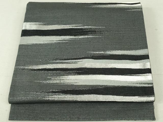 平和屋着物●両面　全通柄袋帯　霞文　銀糸　正絹　逸品　DAAT0330ob