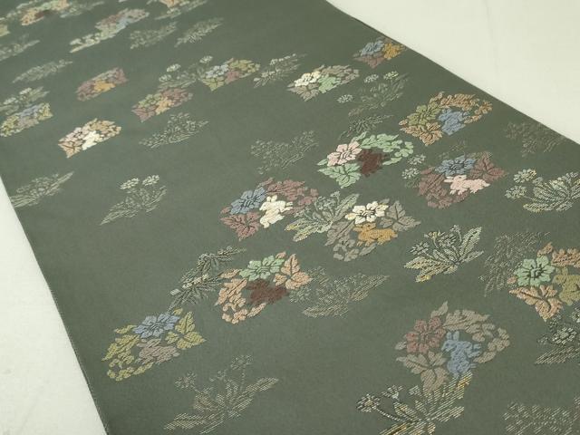 平和屋着物○六通柄袋帯 唐織 花兎文 金糸 正絹 逸品 DAAT0340ob