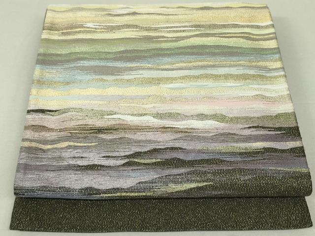 平和屋着物●爪掻き本綴れ　太鼓柄袋帯　霞文　金銀糸　正絹　逸品　DAAT0350ob