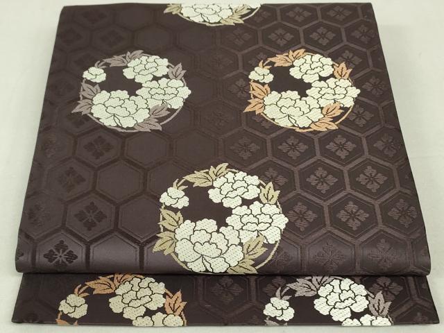 平和屋着物●六通柄袋帯　唐織　花丸文　正絹　逸品　DAAT0414ob