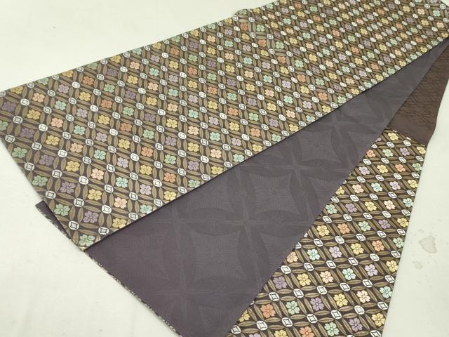 平和屋着物○六通柄袋帯 唐織 七宝花華文 金糸 正絹 逸品 DAAT0415ob