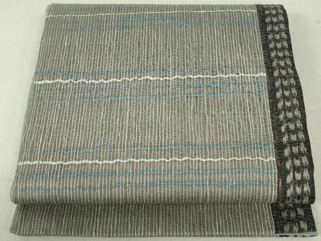 平和屋着物●太鼓柄袋帯　櫛織　横段文　正絹　逸品　DAAT0422ob