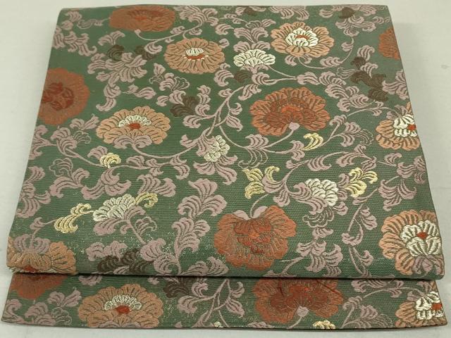 平和屋着物●六通柄袋帯　唐織　牡丹唐草文　金銀糸　正絹　逸品　DAAT0457ob