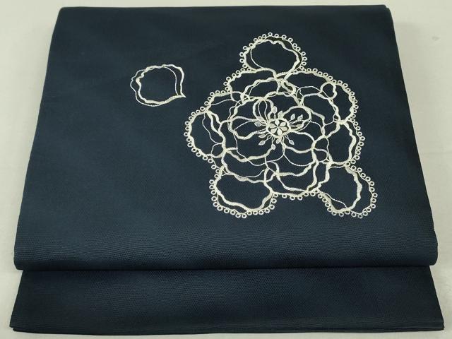 平和屋着物●太鼓柄袋帯　総刺繍　舞花文　正絹　逸品　DAAT0468ob