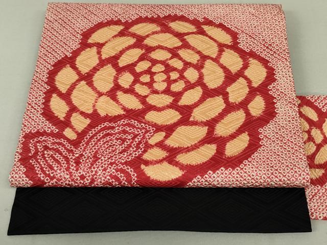 平和屋着物●九寸名古屋帯　総絞り　草花文　正絹　逸品　DAAT0476ob