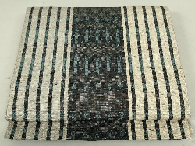 平和屋着物●八寸名古屋帯　紬地　間道　正絹　逸品　未使用　DAAT0500ob