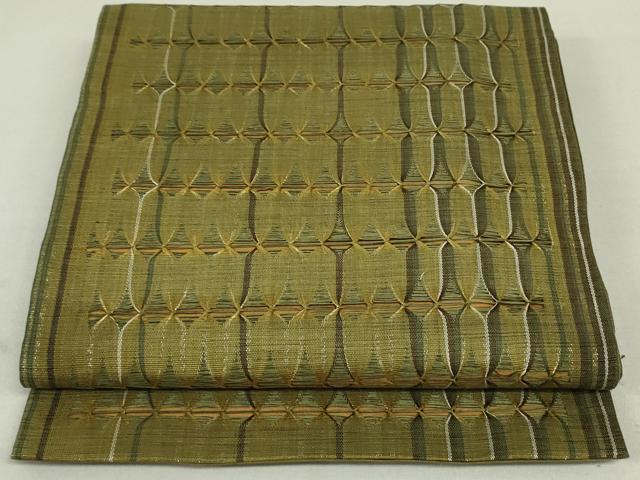 平和屋着物●六通柄袋帯　もじり織　間道　金糸　正絹　逸品　DAAT0516ob