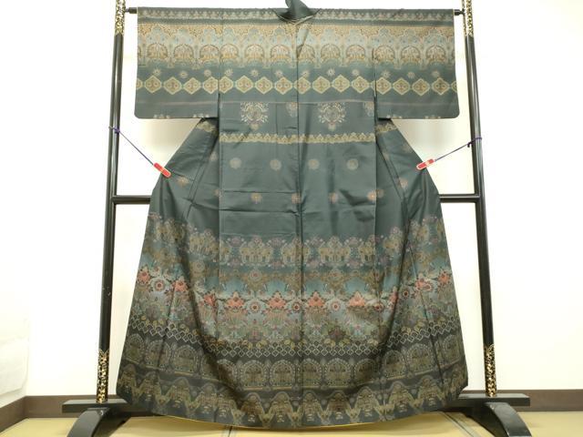 平和屋着物●本場染大島紬　訪問着　鳥獣洋花文　暈し染め　正絹　逸品　DAAT1050tw