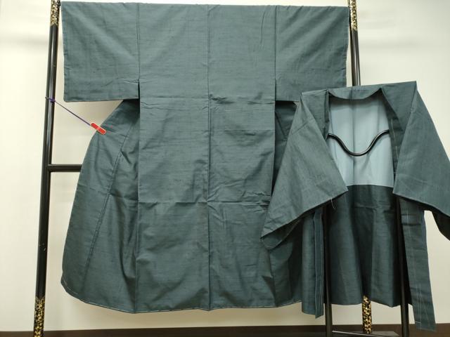 平和屋着物●男性　紬　アンサンブル　網代織　正絹　逸品　未使用　DAAT1057tw