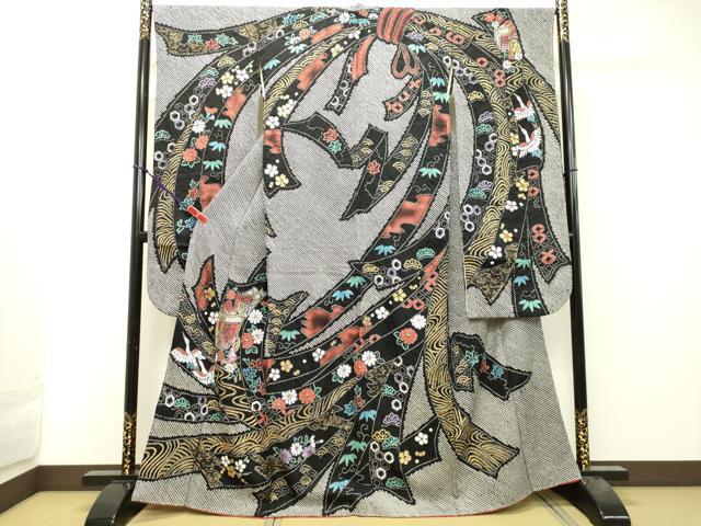 平和屋着物●江戸小紋　枝葉文　鮫小紋柄　正絹　逸品　DAAZ7508ud 平和屋着物○江戸小紋 鮫小紋柄 正絹 逸品 DAAS2004tw