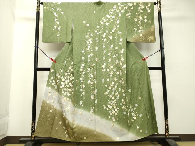 平和屋着物●訪問着　枝花文　暈し染め　金彩　正絹　逸品　DAAT1075tw