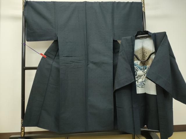 平和屋着物●男性　髭紬　アンサンブル　褐返色　正絹　逸品　DAAT1083tw