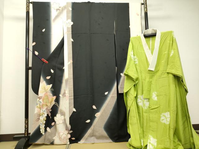 平和屋着物●ファッションブランド hiromichi nakano ヒロミチナカノ 振袖・長襦袢セット 花蝶文 暈し染  金銀彩 正絹 逸品 DAAT1086tw