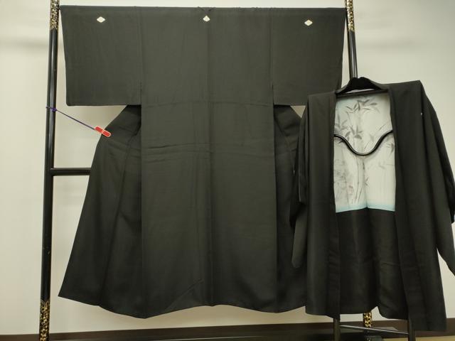 平和屋着物●男性　黒紋付　羽織セット　正絹　逸品　DAAT1095tw