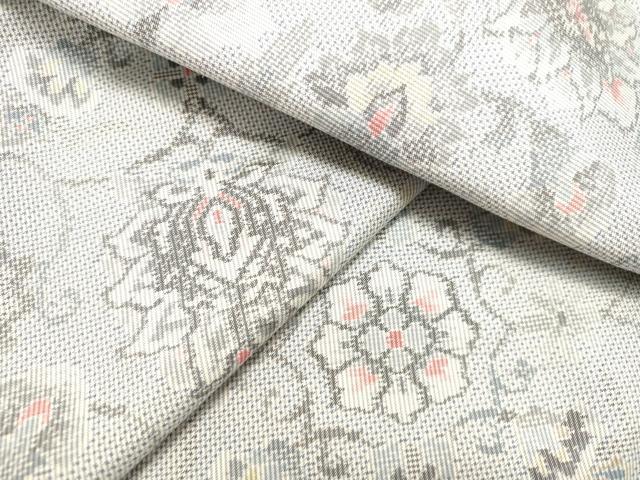 平和屋着物●本場大島紬　白大島　7マルキ　総絣　花唐草文　正絹　逸品　DAAT1098tw