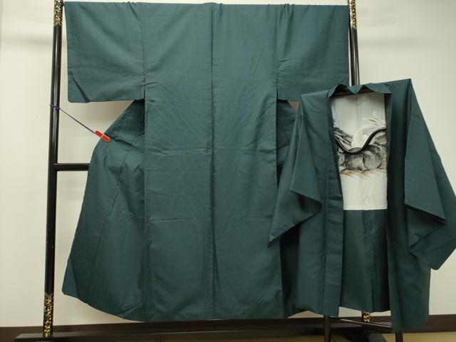 平和屋着物●男性　紬　アンサンブル　100亀甲　総詰め　正絹　逸品　DAAT1113tw