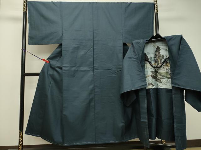 平和屋着物●男性　紬　アンサンブル　100亀甲　総詰め　正絹　逸品　未使用　DAAT1114tw