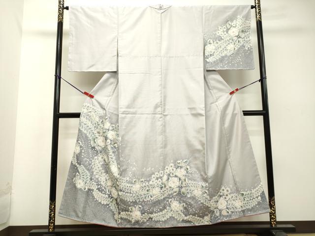 平和屋着物●本場縞大島紬　訪問着　絞り　辻が花　正絹　逸品　DAAT1126tw
