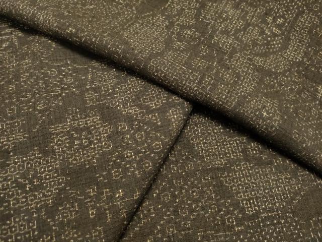 平和屋着物●本場結城紬　重要無形文化財　80亀甲　冊子草花文　正絹　逸品　DAAT1129tw