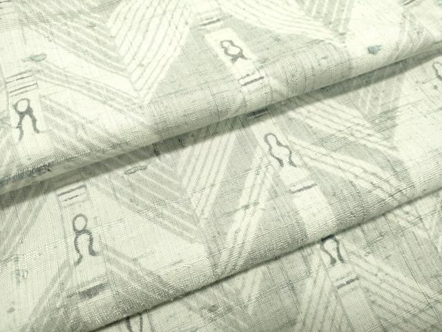 平和屋着物●生紬　型染め　変わり間道　正絹　逸品　DAAT1159tw