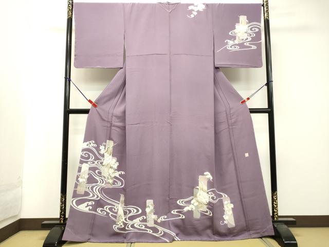 平和屋着物●訪問着　作家物　駒刺繍　流水飛鶴短冊文　金銀彩　正絹　逸品　未使用　DAAT1224tw