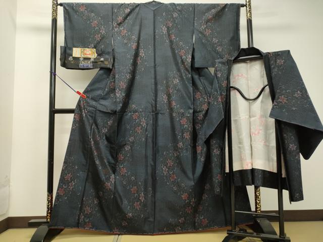 平和屋着物●本場大島紬　アンサンブル　花唐草文　証紙付き　正絹　逸品　未使用　DAAT1225tw
