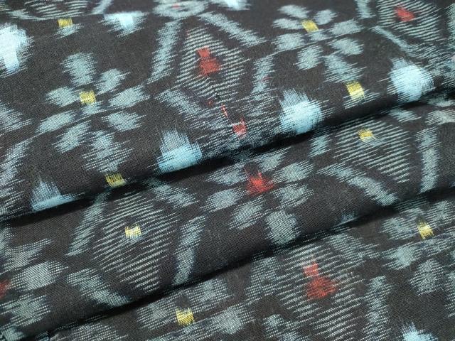 平和屋着物▽久留米絣　単衣　横段花菱文　綿　逸品　DAAT1237tw