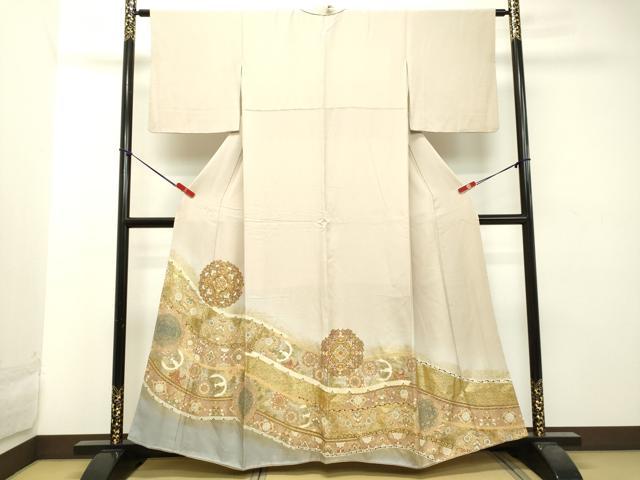 平和屋着物●豪華色留袖　駒刺繍　正倉院花鳥文　暈し染め　金銀彩　正絹　逸品　DAAT1273tw